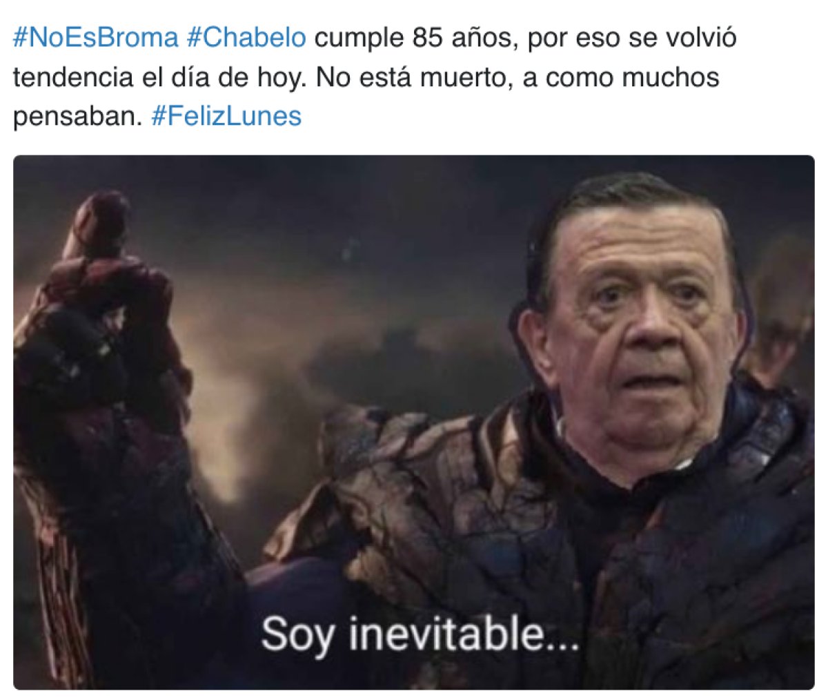 En redes sociales celebran con memes los 85 años de Chabelo ...